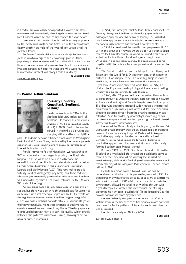 (PDF) Dr Ronald Arthur Sandison