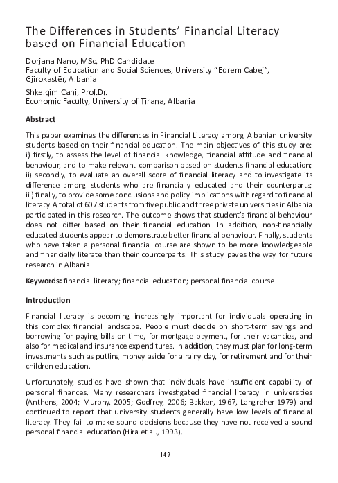 (PDF) The Differences in Students’ Financial Literacy based on ...