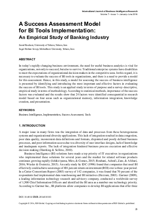 (PDF) A Success Assessment Model for BI Tools Implementation