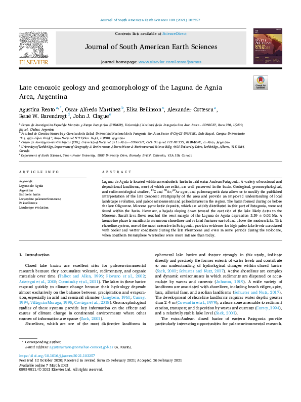 (PDF) Late cenozoic geology and geomorphology of the Laguna de Agnia ...