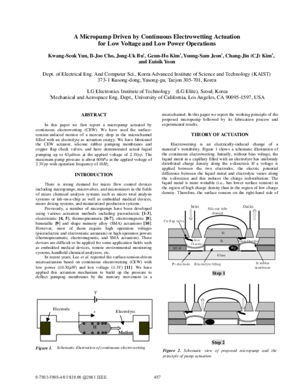(PDF) A micropump driven by continuous electrowetting actuation for low ...