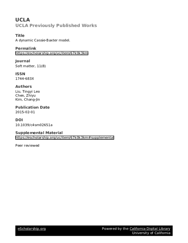 (PDF) A dynamic Cassie–Baxter model | Chang-jin Kim - Academia.edu