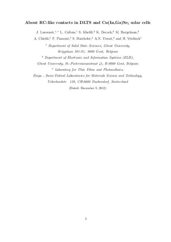 (PDF) About RC-like contacts in deep level transient spectroscopy and ...