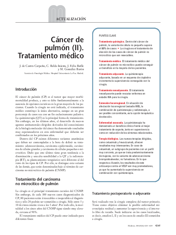 (PDF) C?ncer de pulm?n (II). Tratamiento m?dico