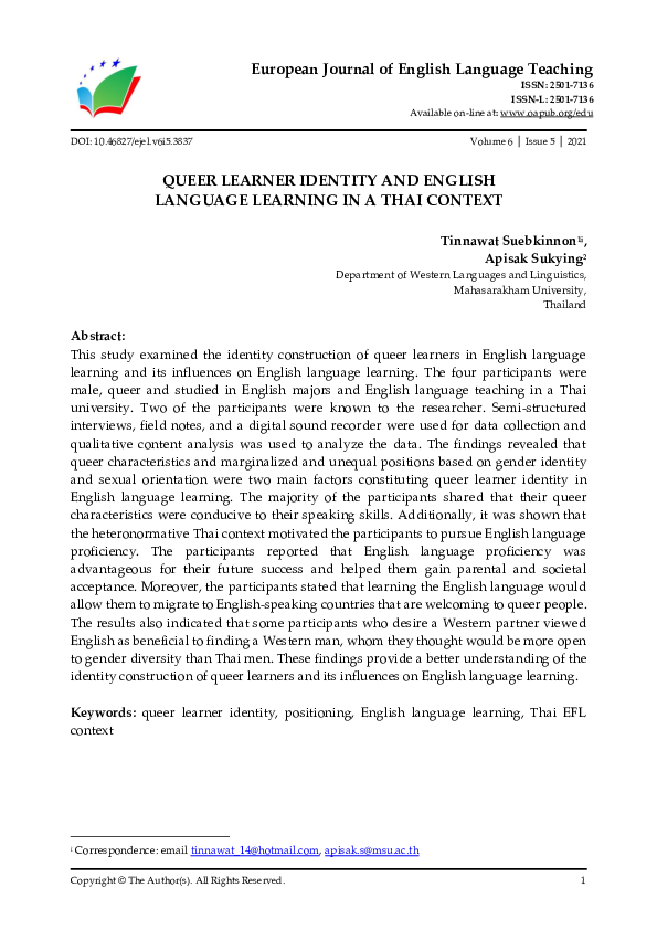 (PDF) European Journal of English Language Teaching