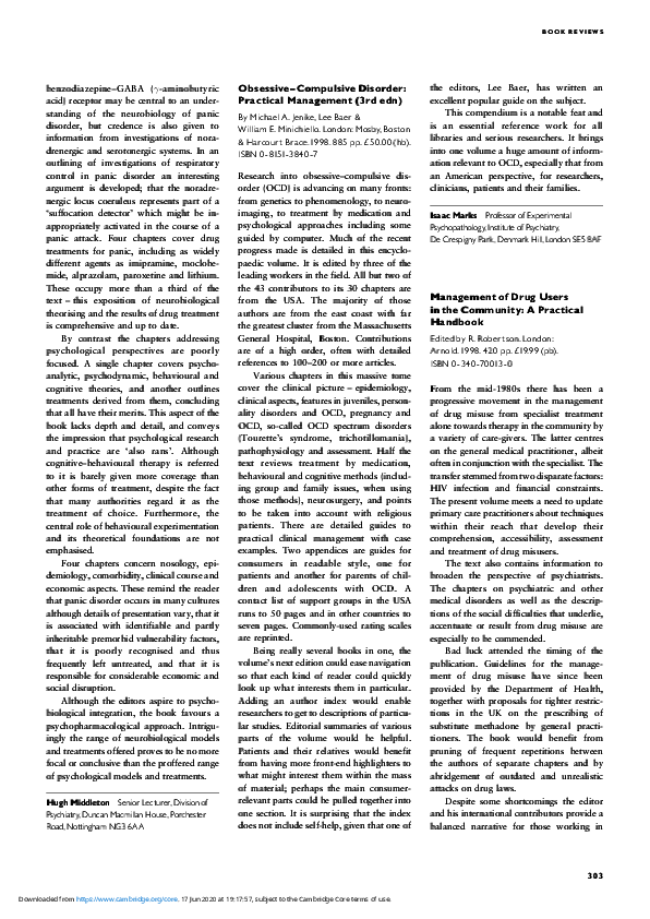 (PDF) Obsessive--Compulsive Disorder: Practical Management (3rd edn ...