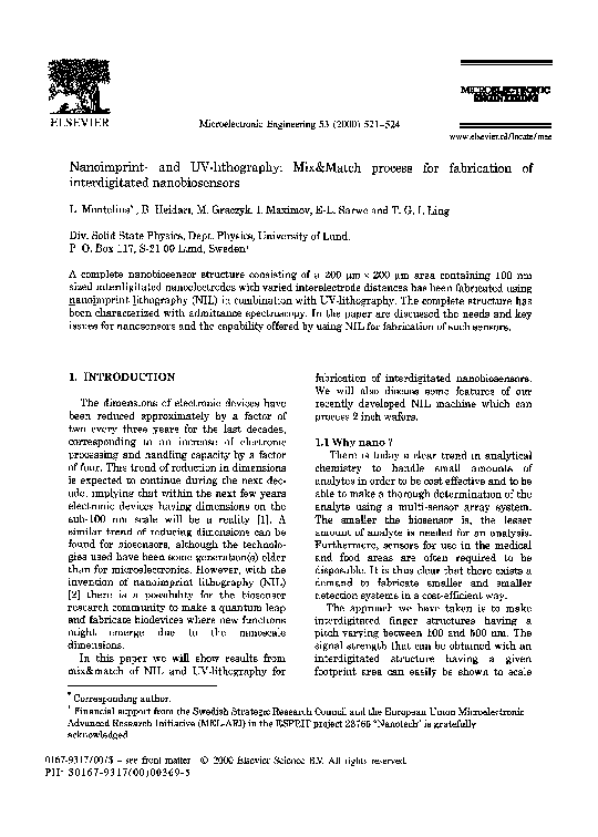 (PDF) Nanoimprint- and UV-lithography: Mix&Match process for ...
