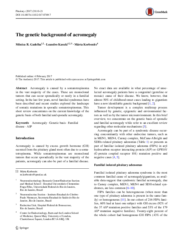 (PDF) The genetic background of acromegaly