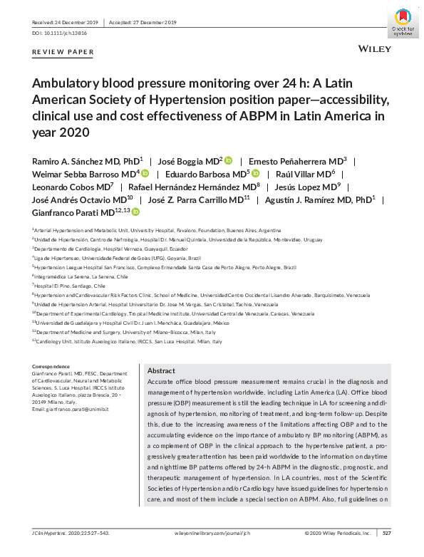 (PDF) Ambulatory blood pressure monitoring over 24 h: A Latin American ...