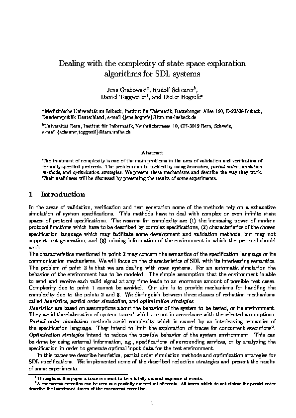 Pdf Dealing With The Complexity Of State Space Exploration Algorithms