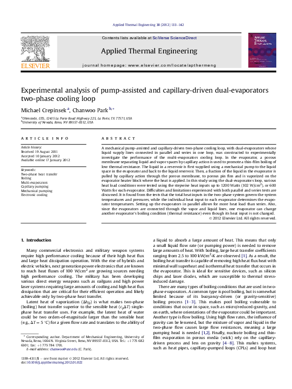 (PDF) Experimental analysis of pump-assisted and capillary-driven dual-evaporators two-phase ...