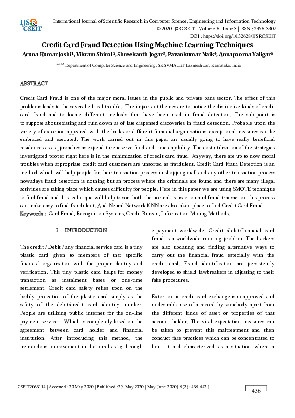 (PDF) Credit Card Fraud Detection using Machine Learning and Data Science