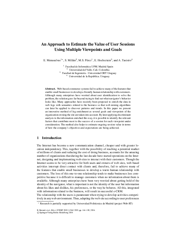 (PDF) An Approach to Estimate the Value of User Sessions Using Multiple Viewpoints and Goals