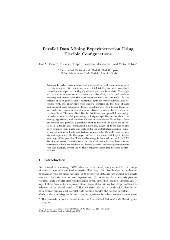(PDF) Parallel Data Mining Experimentation Using Flexible Configurations (PDF) Parallel Data Mining Experimentation Using Flexible Configurations