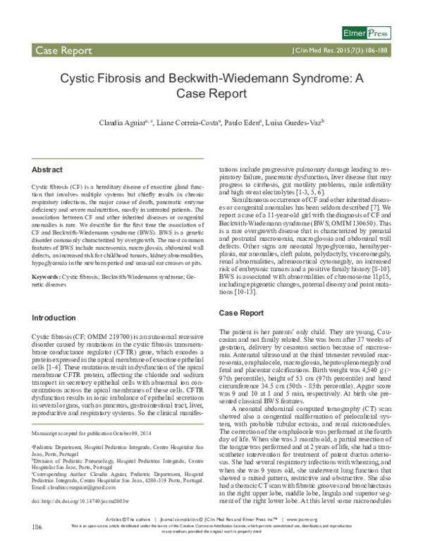 (PDF) Cystic fibrosis and beckwith-wiedemann syndrome: a case report