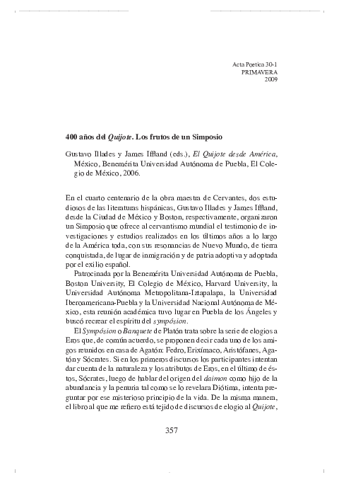 (PDF) Gustavo Illades y James Iffland (eds.). El Quijote desde América