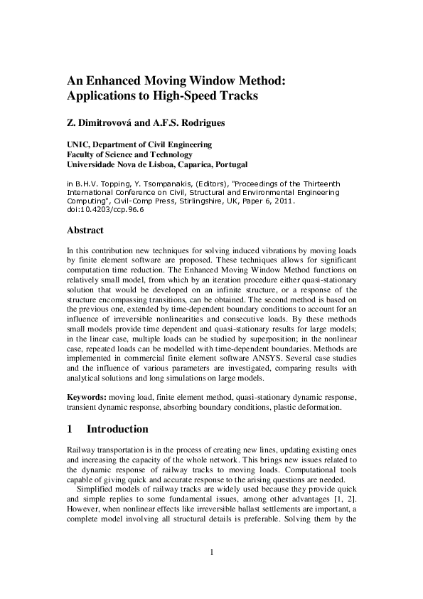 (PDF) An Enhanced Moving Window Method: Applications to High-Speed Tracks