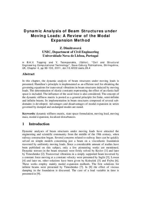 Pdf Dynamic Analysis Of Beam Structures Under Moving Loads A Review Of The Modal Expansion Method