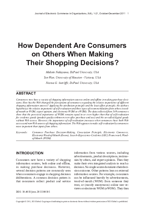 (PDF) How Dependent Are Consumers on Others When Making Their Shopping ...