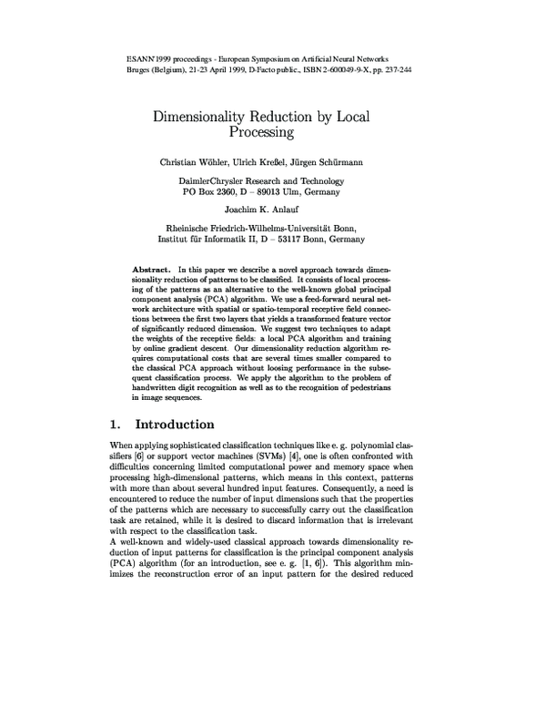 (PDF) Dimensionality Reduction by Local Processing