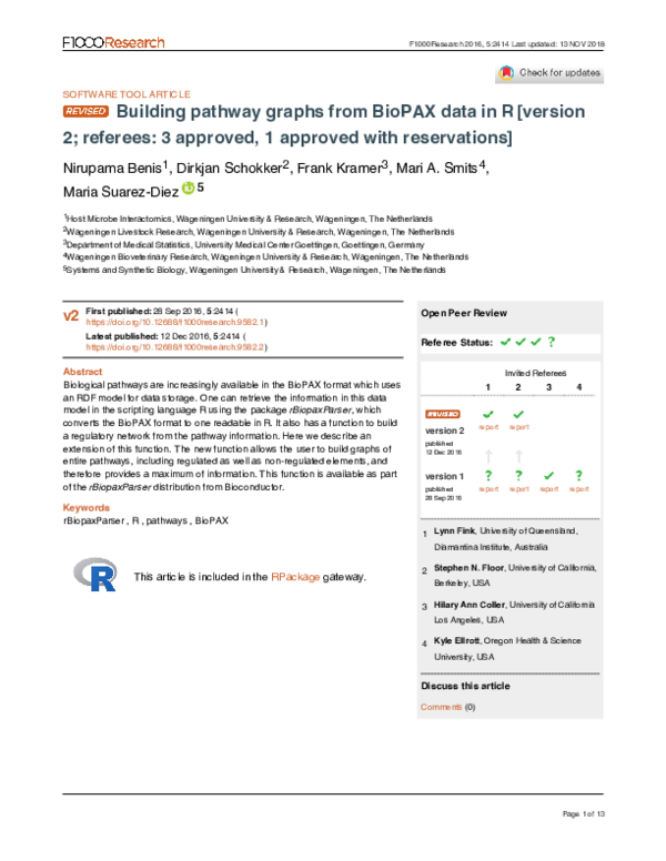 (PDF) Building pathway graphs from BioPAX data in R
