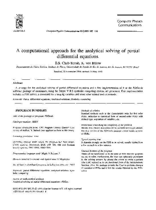 Pdf A Computational Approach For The Analytical Solving Of Partial