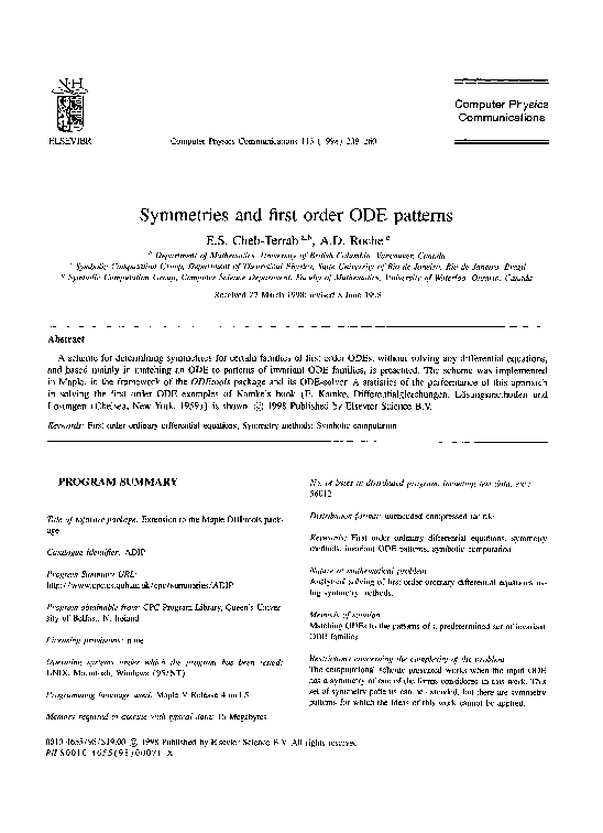 (PDF) Symmetries and first order ODE patterns