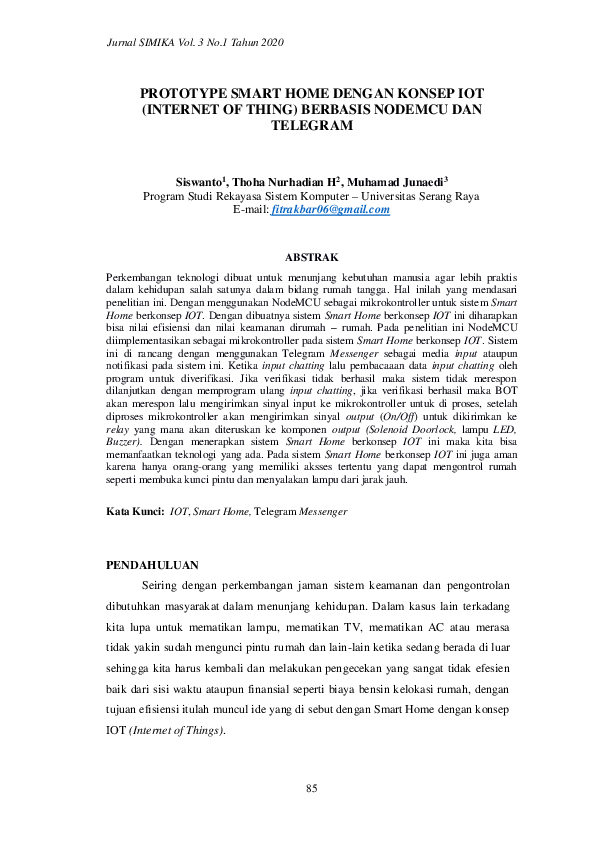 (PDF) Prototype Smart Home Dengan Konsep Iot (Internet of Thing ...