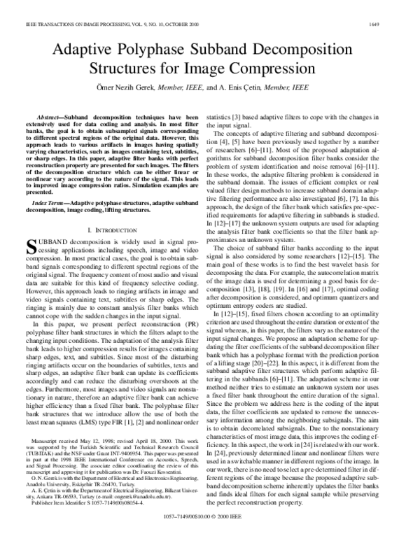 (PDF) Adaptive polyphase subband decomposition structures for image compression