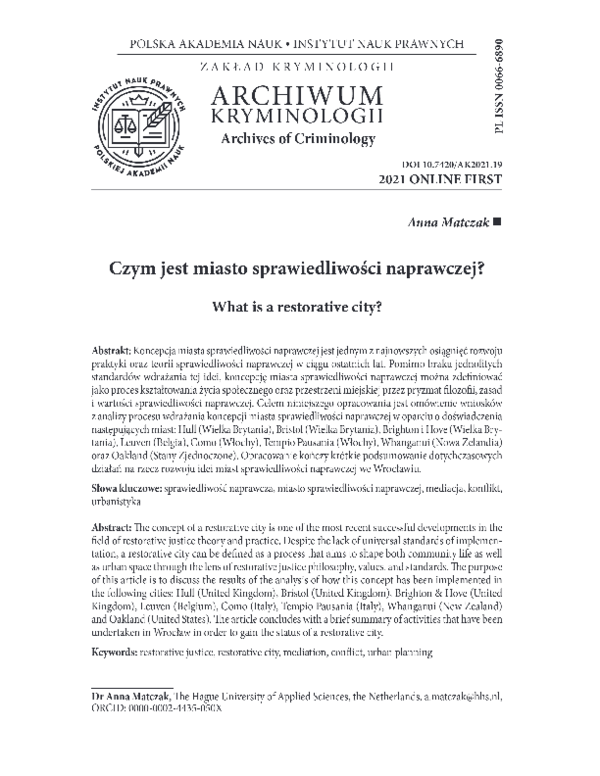 (PDF) What is a restorative city?