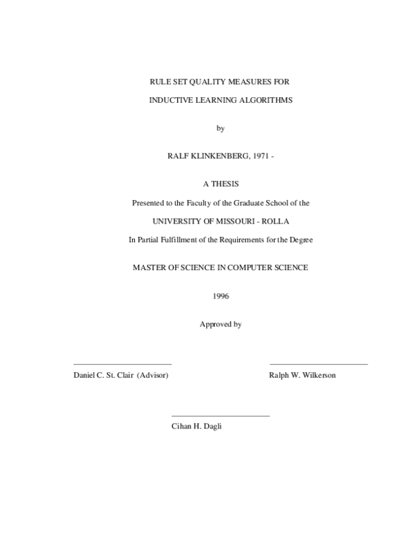 Pdf Rule Set Quality Measures For Inductive Learning Algorithms