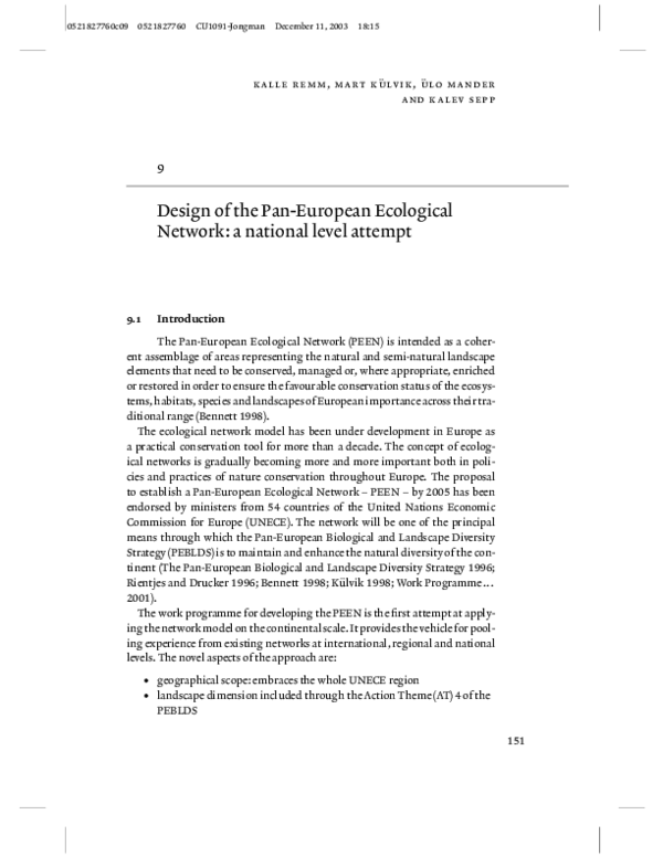 (PDF) Design of the Pan-European Ecological Network: a national level ...