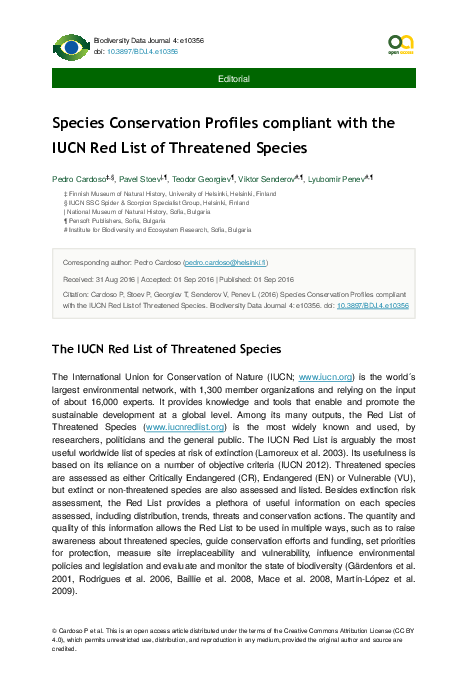 (PDF) Species Conservation Profiles compliant with the IUCN Red List of ...