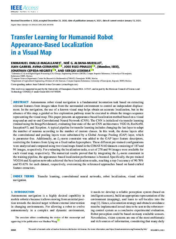 (PDF) Transfer Learning for Humanoid Robot Appearance-Based Localization in a Visual Map