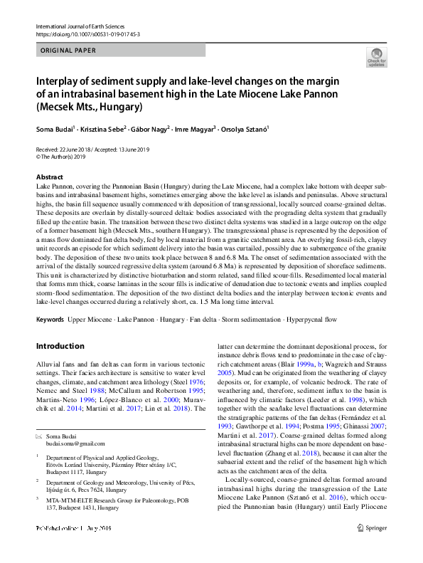 (PDF) Interplay of sediment supply and lake-level changes on the margin ...