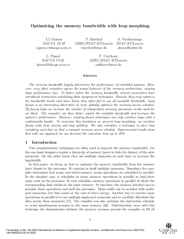 (PDF) Optimizing the memory bandwidth with loop morphing