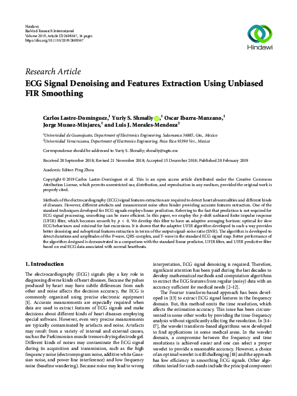 Pdf Ecg Signal Denoising And Features Extraction Using Unbiased Fir Smoothing