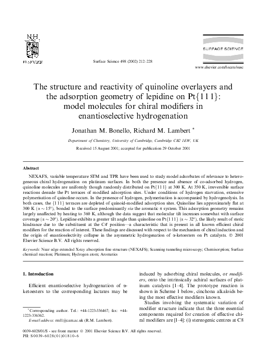 (PDF) The structure and reactivity of quinoline overlayers and the ...