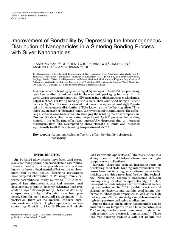 (PDF) Improvement of Bondability by Depressing the Inhomogeneous ...