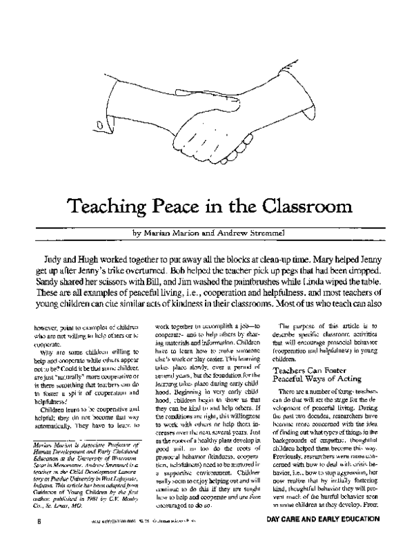 (PDF) Teaching peace in the classroom