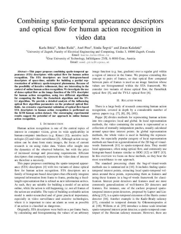 Pdf Combining Spatio Temporal Appearance Descriptors And Optical Flow For Human Action