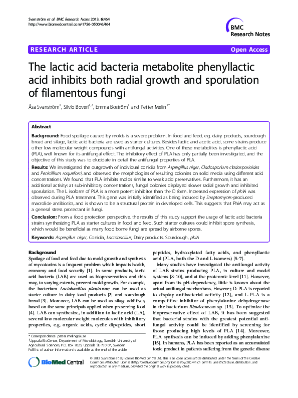 (PDF) The lactic acid bacteria metabolite phenyllactic acid inhibits ...