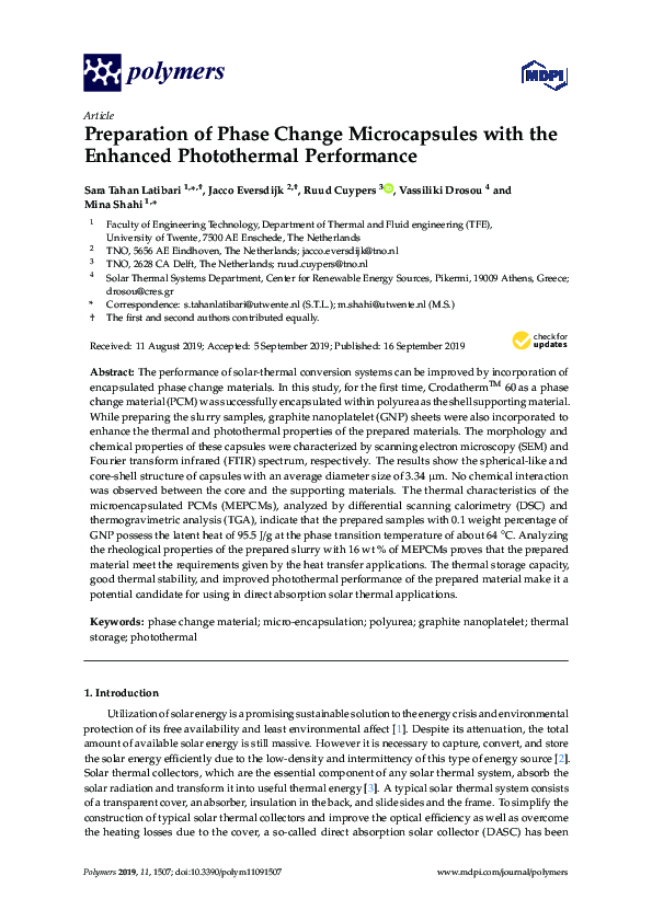 (PDF) Preparation of Phase Change Microcapsules with the Enhanced ...