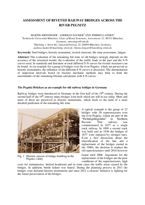 (PDF) Assessment of Riveted Railway Bridges Across the River Pegnitz