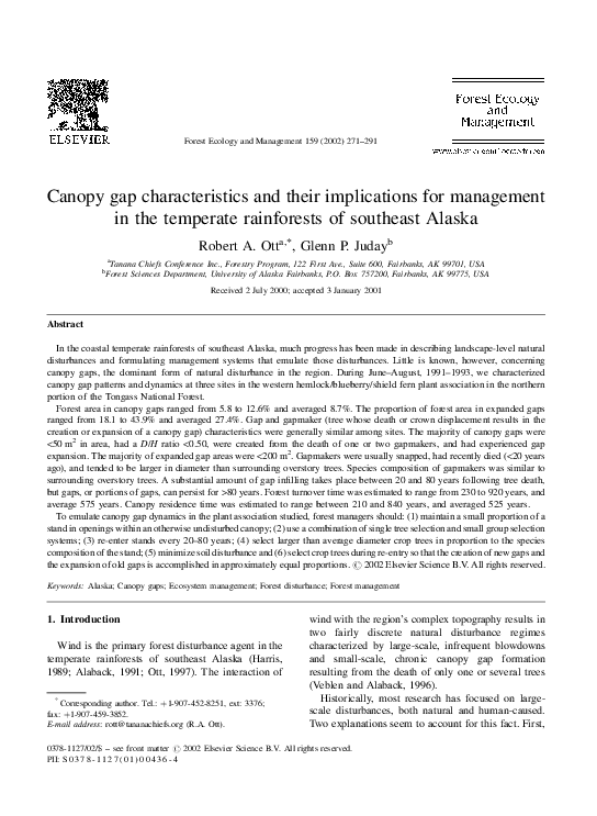 (PDF) Canopy gap characteristics and their implications for management ...