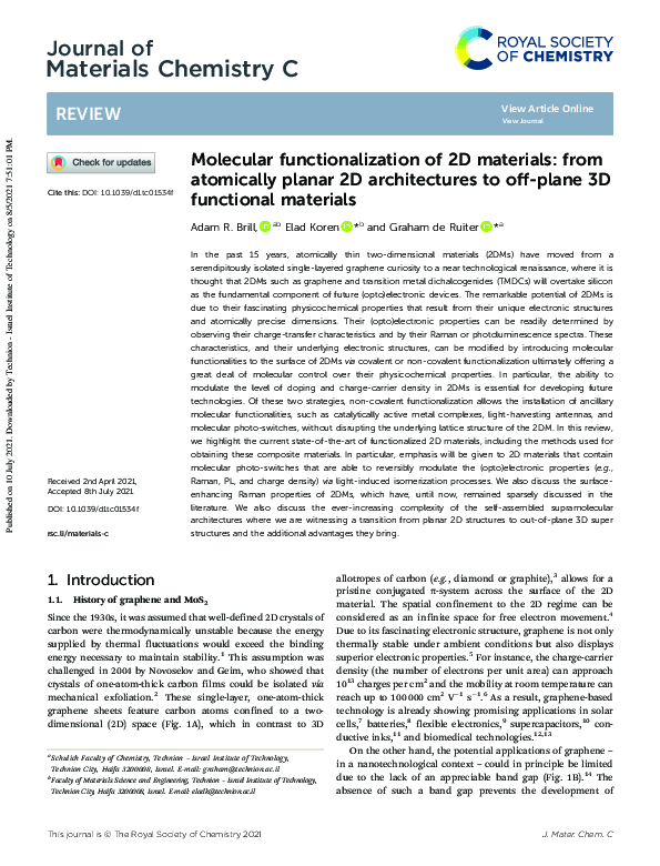 (PDF) Molecular functionalization of 2D materials: from atomically ...