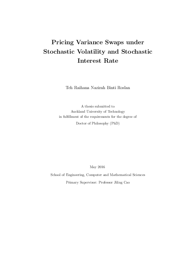 (PDF) Pricing Variance Swaps Under Stochastic Volatility and Stochastic Interest Rate | Jiling ...