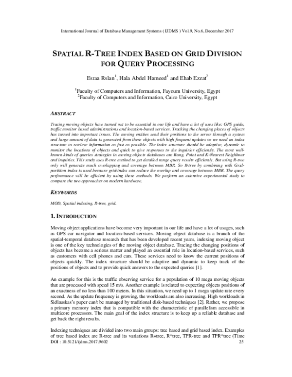 Pdf Spatial R Tree Index Based On Grid Division For Query Processing Hala Hameed