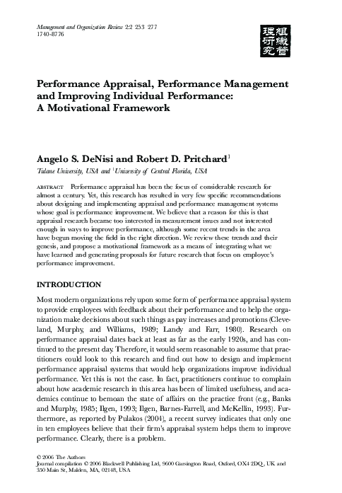 (PDF) Performance Appraisal, Performance Management and Improving Individual Performance: A ...