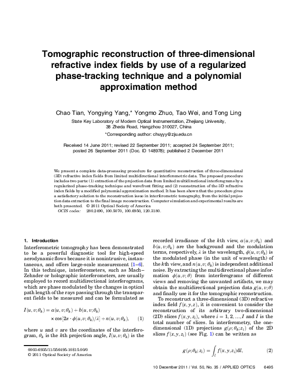(PDF) Tomographic reconstruction of three-dimensional refractive index fields by use of a ...